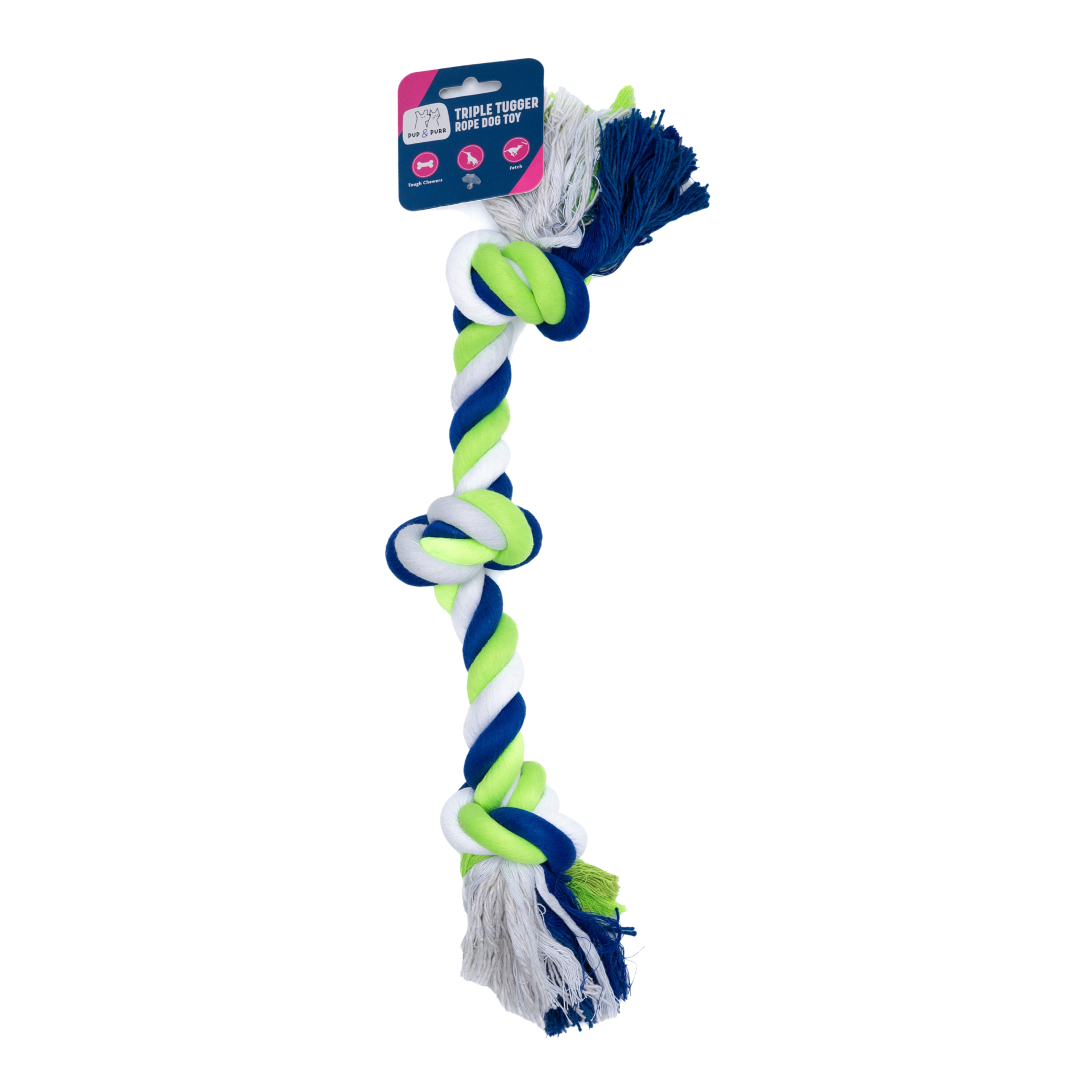 Pup & Purr Triple Tugger Three Knot Rope Dog Toy - Petdirect
