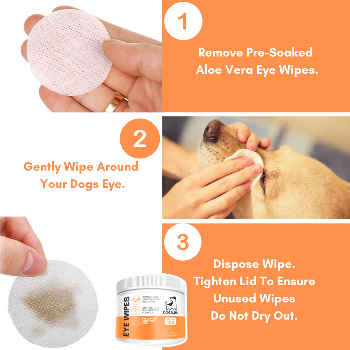 Dogs Life Dog Eye Cleaning Wipes - Petdirect
