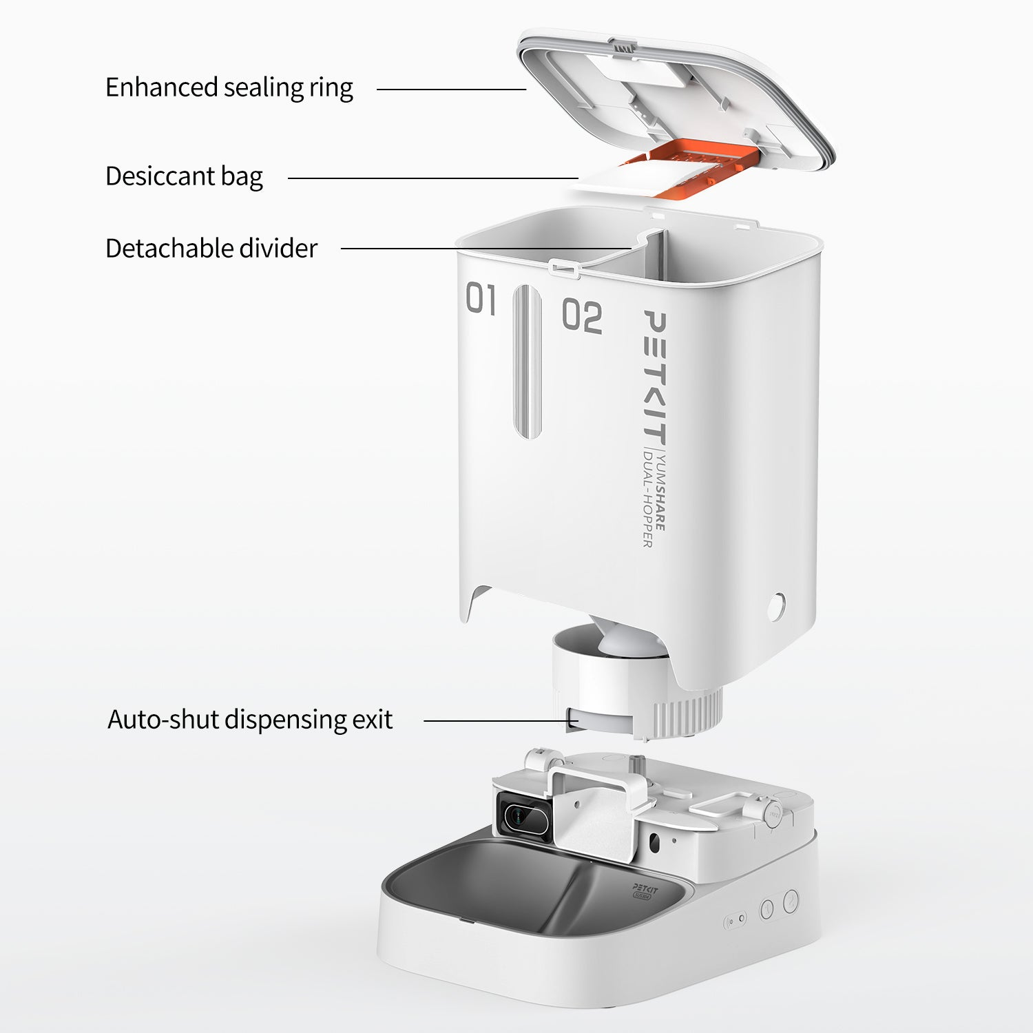 PETKIT Yumshare Camera Dual-Hopper Cat and Dog Automatic Smart Feeder ...
