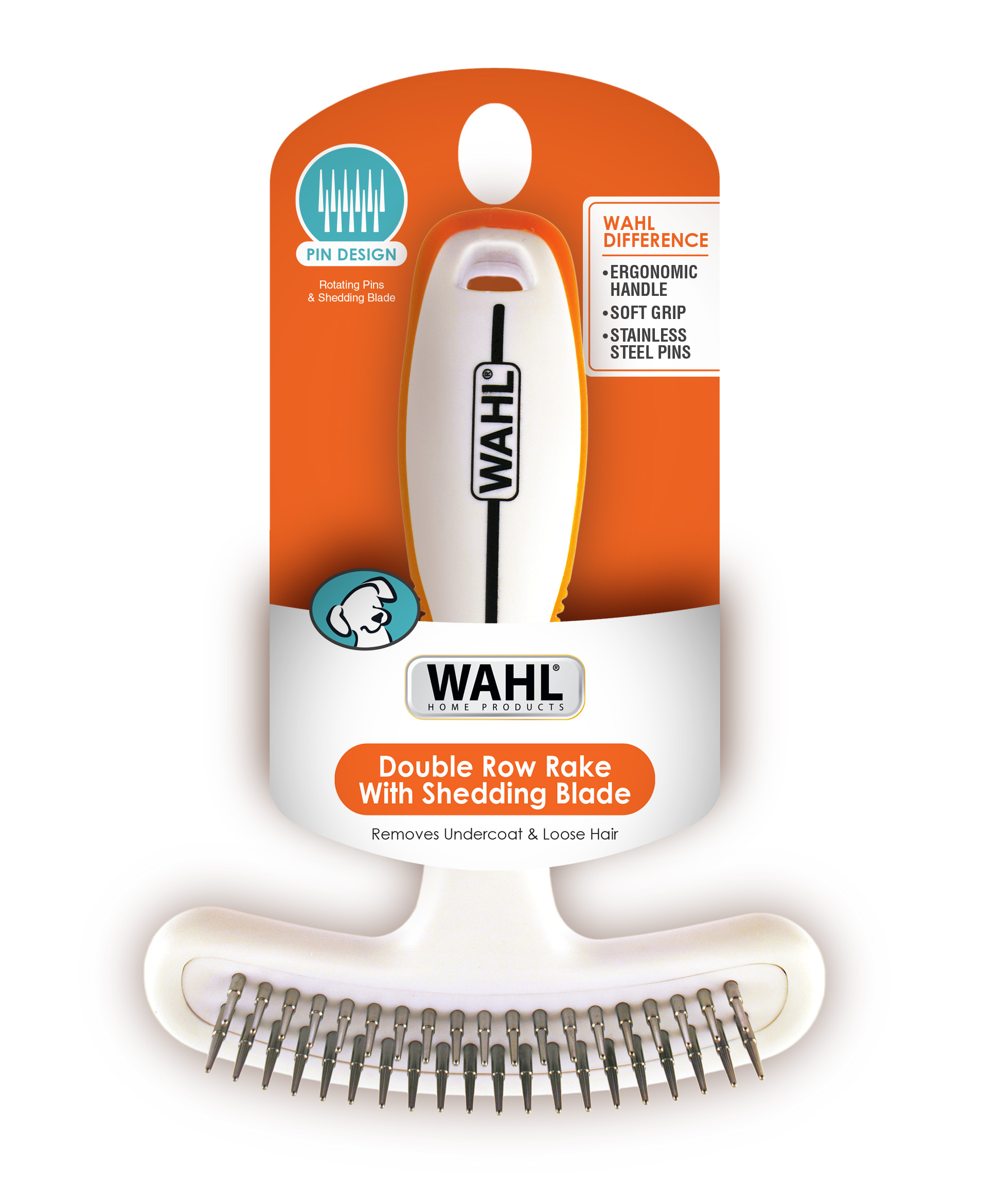 Wahl Double Row Rake with Shedding Blade - Pet Direct