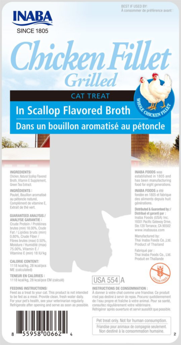 Inaba Grilled Chicken Fillet In Scallop Broth Cat Treat - Petdirect