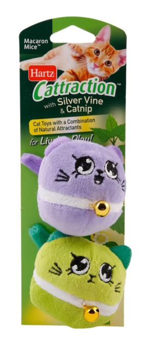 Hartz Cattraction Macaron Mice with Silver Vine & Catnip Cat Toy - Pet ...