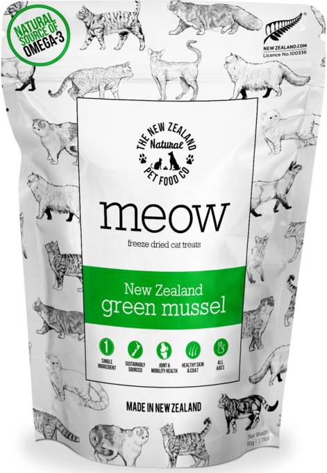 The NZ Natural Pet Food Co Meow Green Lipped Mussel Cat Treats - Petdirect