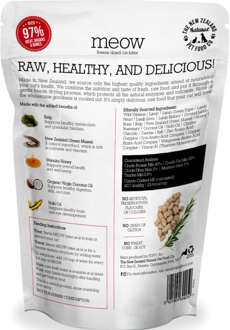 The NZ Natural Pet Food Co Meow Wild Venison Freeze Dried Cat Food ...