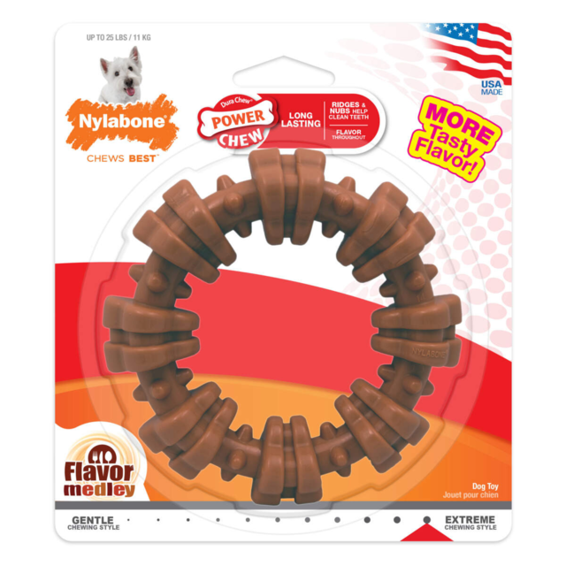 Nylabone Power Chew Textured Ring Dog Chew Toy - Petdirect