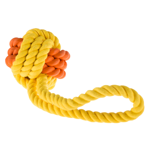 Yours Droolly Rubber Rope Ball Tug Dog Toy - Petdirect