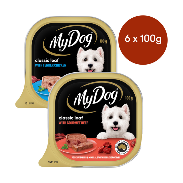 My Dog Chicken Supreme + Gourmet Beef Meaty Loaf Wet Dog Food Mixed ...