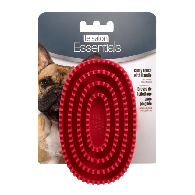 Le Salon Essentials Dog Rubber Curry Grooming Brush With Loop Handle ...