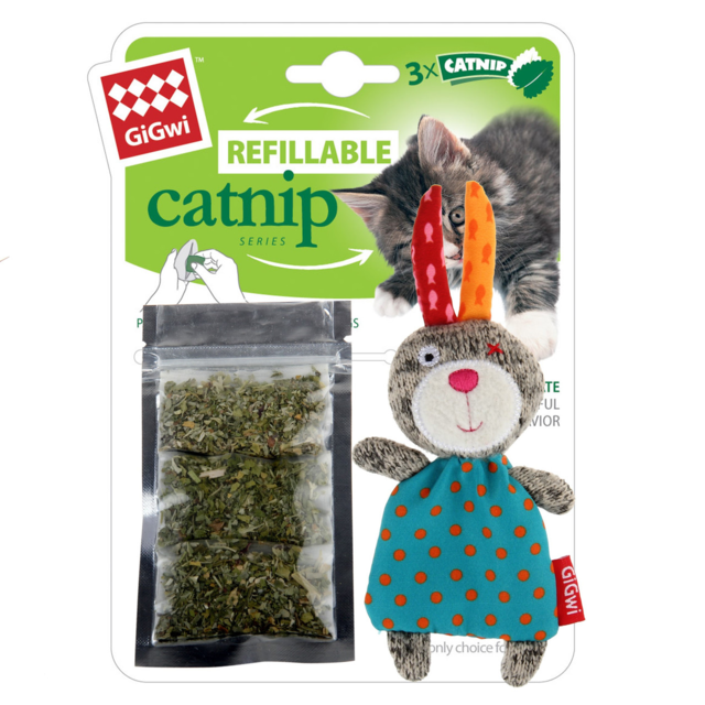 GiGwi Refillable Catnip Teabag Colourful Rabbit Cat Toy - Petdirect