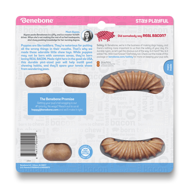 Benebone Puppy 2-Pack Dental Chew & Wishbone Bacon Tiny Chew Toys ...