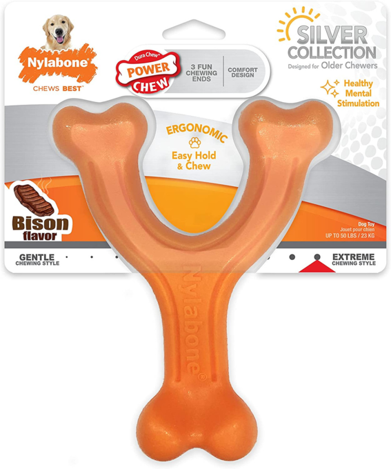 Nylabone Silver Collection Senior Wishbone Power Chew Toy - Petdirect