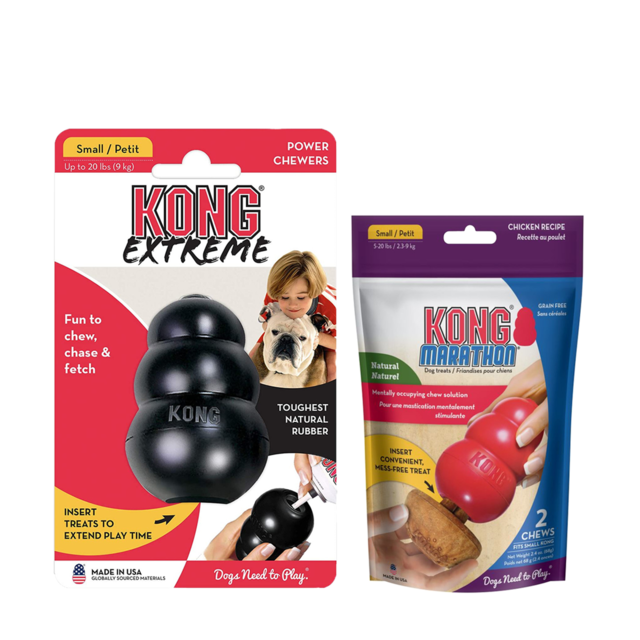 KONG Extreme Dog Toy and Marathon Chicken Dog Chew Bundle - Petdirect