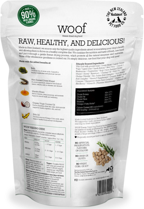 The NZ Natural Pet Food Co Woof Freeze Dried Wild Goat Dog Food - Petdirect