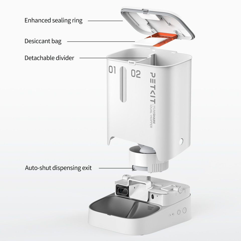 PETKIT Yumshare Camera Dual-Hopper Cat and Dog Automatic Smart Feeder ...