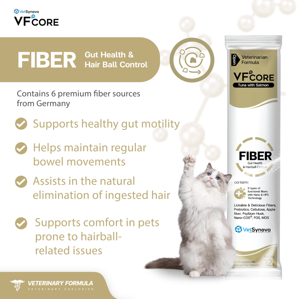 VetSynova VF+ Core FIBER Gut Health & Hairball Control Cat Supplement ...